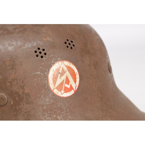 A WWII GERMAN SA STEEL CIVIC HELMET of M34 gladiator pattern with ...