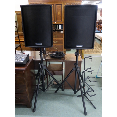 A pair of Sound Lab P115C speakers on stands, Sound Lab G742BB mixing ...