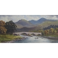 DONALD PATON The bridge of Invercauld,signed, watercolour, 30 x 60cm