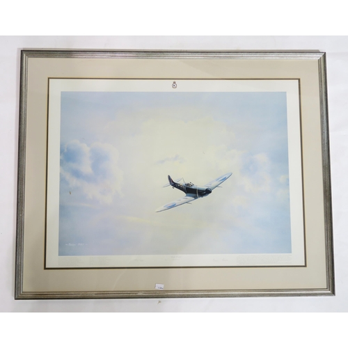 A large framed limited edition Supermarine Spitfire print, signed and ...