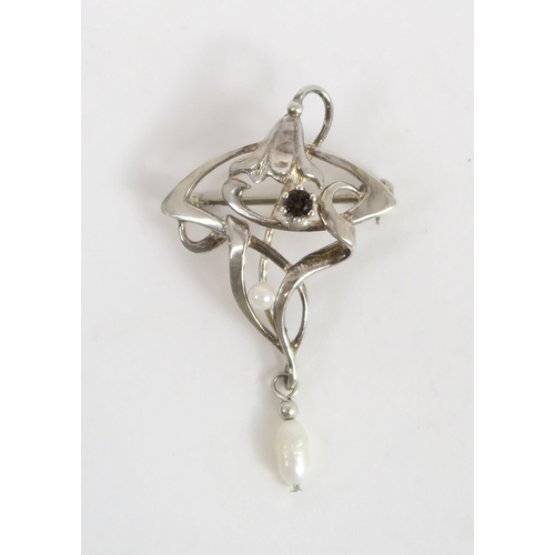 A silver 'Art Nouveau' influenced pendant brooch, made by one of ...