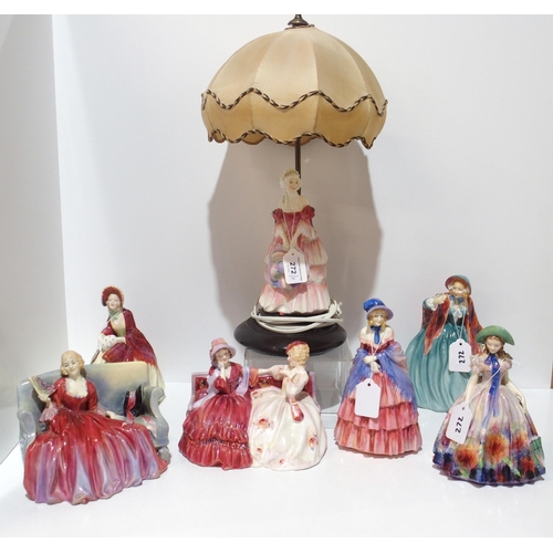 A Royal Doulton Veronica figure table lamp, together with six other ...