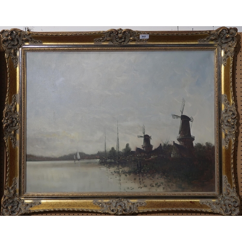 W.F.SMITH Windmills, signed, oil on canvas, 60 x 80cm