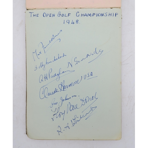 A leather-bound autograph book, with signatures to include players in ...