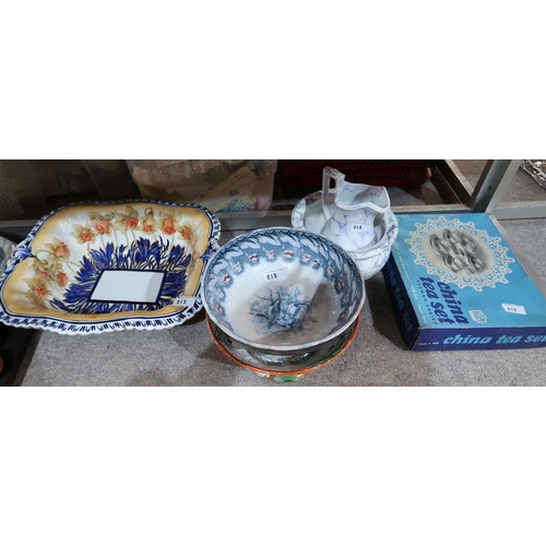 A collection of Scottish pottery including a Possil Pottery washbowl ...