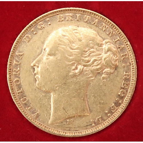 VICTORIA (1837-1901) 1 Sovereign 1881Obverse Queen Victoria's young ...