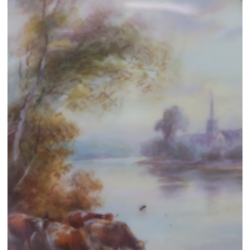 JOHN STINTON (1854-1956) A ROYAL WORCESTER PORCELAIN PLAQUEPainted with ...