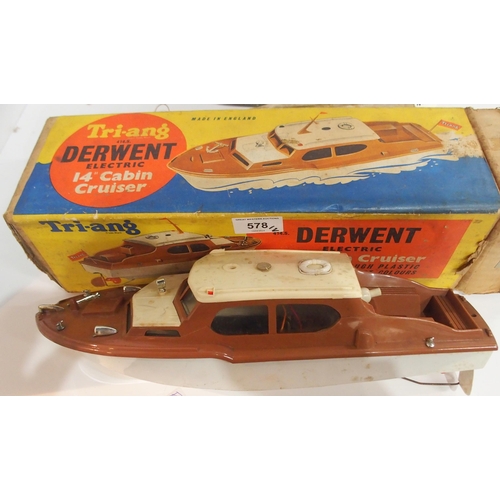 A boxed Tri-ang Derwent Electric 14" Cabin Cruiser, together with a ...