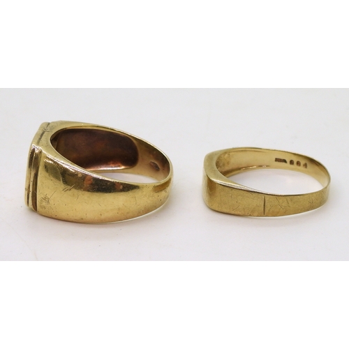 A German '8ct' gold gents signet ring stamped '333' set with 0.05ct ...