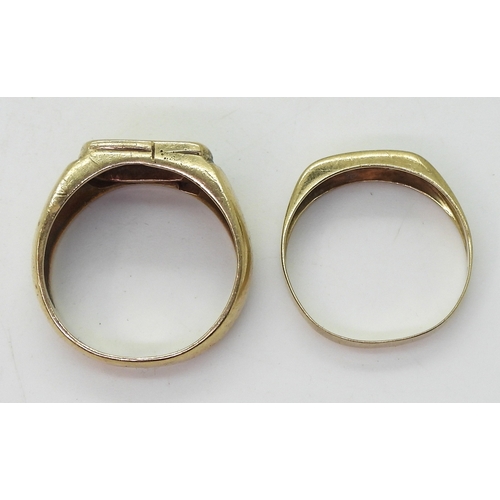 A German '8ct' gold gents signet ring stamped '333' set with 0.05ct ...