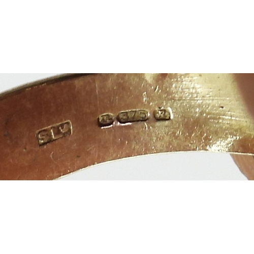 A German '8ct' gold gents signet ring stamped '333' set with 0.05ct ...