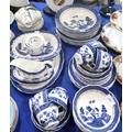A Booths Real Old Willow pattern dinner service comprising six dinner ...