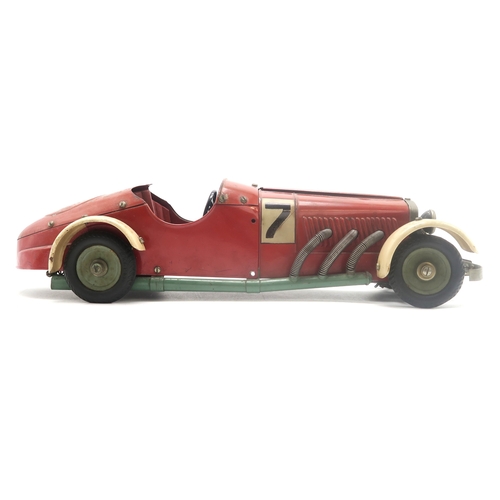 A 1930s MARKLIN 1107 R CONSTRUCTION TINPLATE RACING CARIn red, green ...