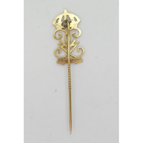 A gold-plated Swedish commemorative lapel pin, King Gustav V's 80th ...