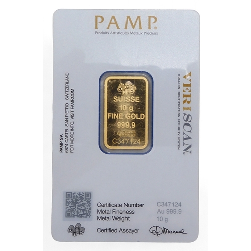 PAMP 10G GOLD BARProduits Artistiques Métaux Précieux Gold IngotObverse ...