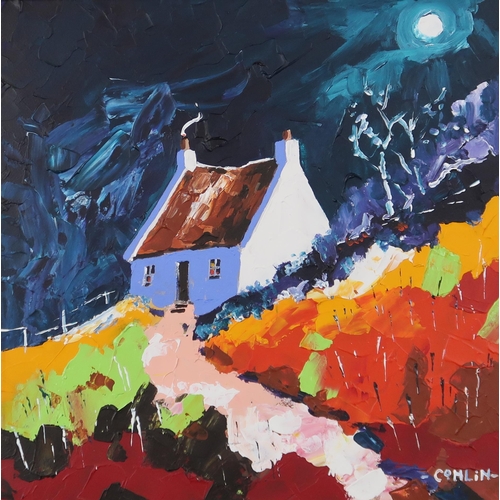 JIM CONLIN (SCOTTISH 1945-2024) MOONLIT HIDEAWAY II Acrylic on canvas ...