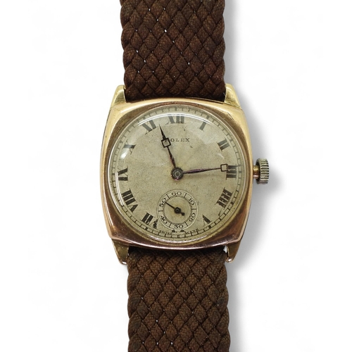 A 9ct gold vintage Rolex watch the dial signed Rolex the movement Rolex ...