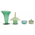 JOHN MONCRIEFF LTD, PERTH - MONART LIDDED POTin clear glass with green ...