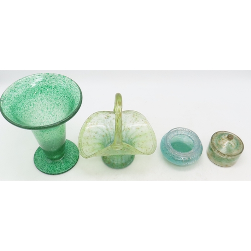JOHN MONCRIEFF LTD, PERTH - MONART LIDDED POTin clear glass with green ...