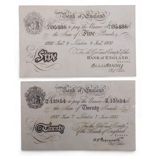 GEORGE V (1910-1936) BANK OF ENGLAND £5 1920 BANKNOTEObverseSeated ...