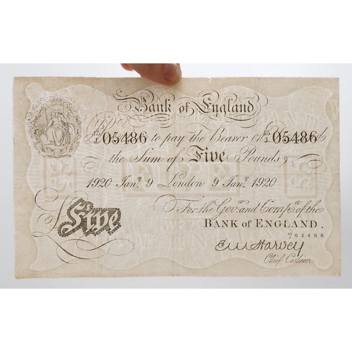 GEORGE V (1910-1936) BANK OF ENGLAND £5 1920 BANKNOTEObverseSeated ...
