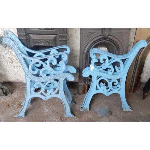 A lot of two pairs of cast metal garden bench ends, 78cm high x 65cm ...