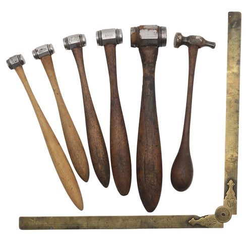 A set of jeweller's/silversmith's planishing hammers, each with head ...
