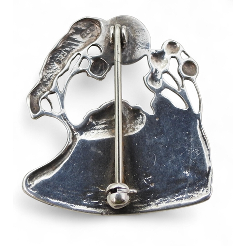 A silver Pat Cheney enamelled tree brooch, a large facet cut amethyst ...