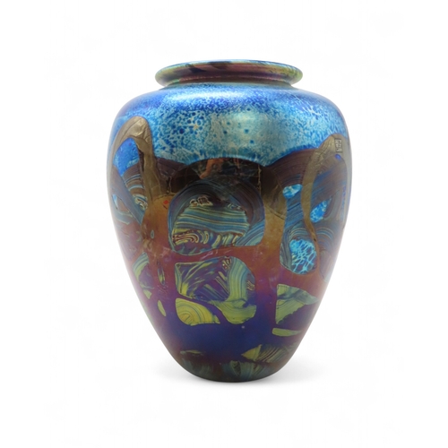 TIMOTHY HARRIS ISLE OF WIGHT STUDIO GLASS an iridescent glass vase of ...