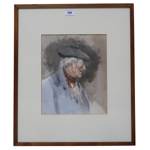HENRY WRIGHT KERR RSA (SCOTTISH 1857-1936) PORTRAIT OF MAN WITH BONNET ...