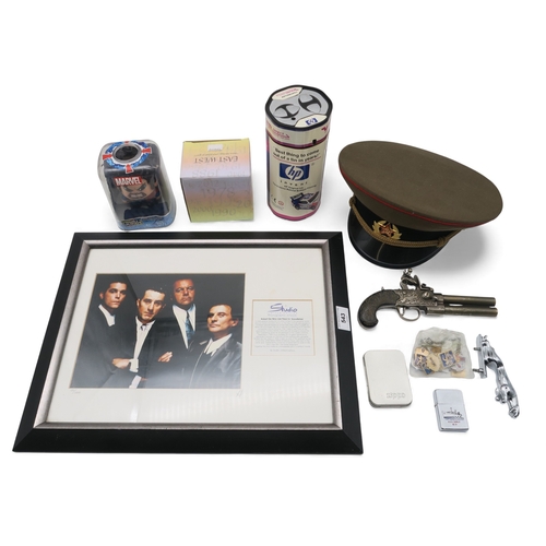 Mixed collectables, including a chrome Jaguar car mascot, Jack Daniels ...
