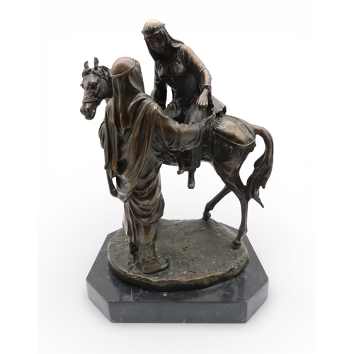 After Bayre - a bronze of a Arabic couple and horse