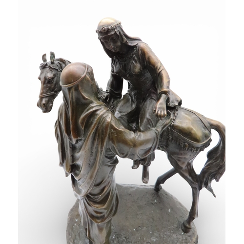After Bayre - a bronze of a Arabic couple and horse