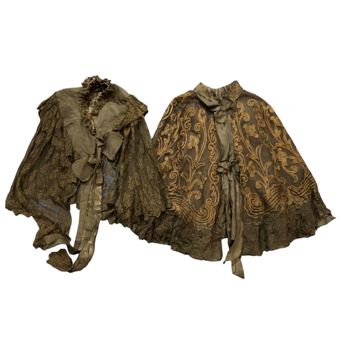 Victorian mourning dress comprising two bodices with lace and bead ...