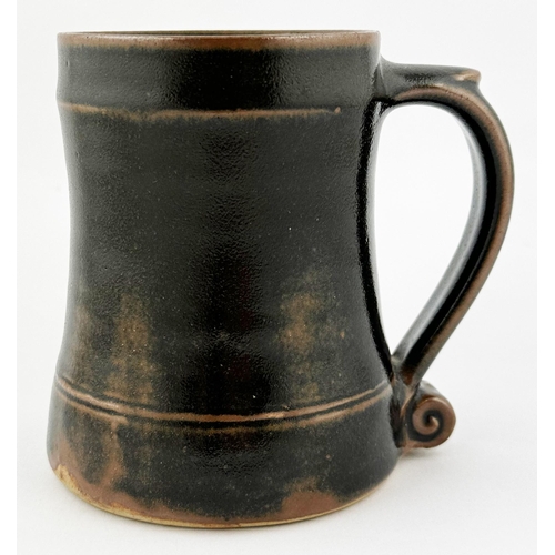 LEACH POTTERY TENMOKU TANKARD. 5ins tall. Tenmoku stoneware glaze, side ...