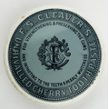FS CLEAVERS CHERRY TOOTHPASTE POT LID. 3ins diam. Blue background ...