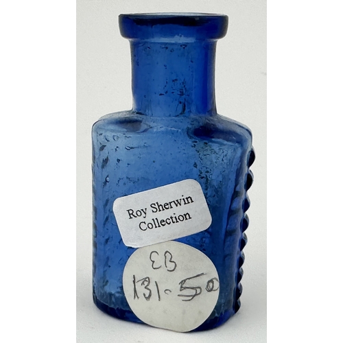 FOULSTONS CRESCENT POISON BOTTLE. (DP p57). 2.3ins tall. Cobalt blue ...