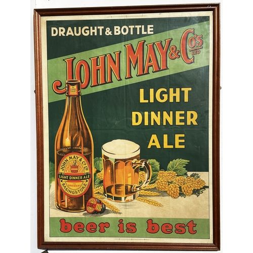 BASINGSTOKE JOHN MAY & CO LTD LIGHT DINNER ALE FRAMED POSTER. 42 x ...