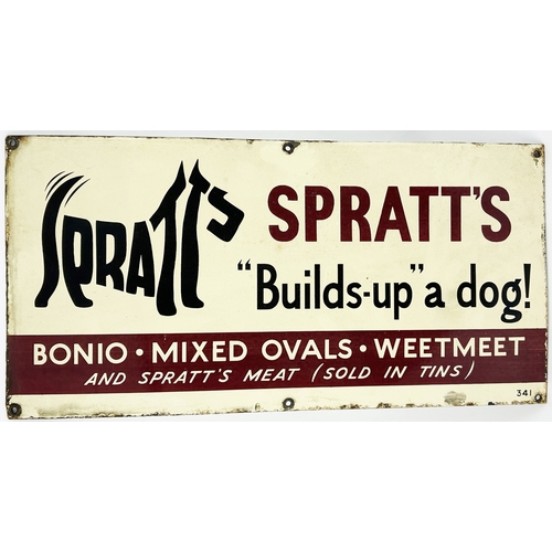 SPRATTS BONIO & MIXED OVALS ENAMEL SIGN. 12 x 24ins. Rectangular brown ...