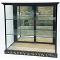 JS FRY & SONS LTD ADVERTISING CABINET. 28.75 x 15.5 x 26.25ins. Black ...
