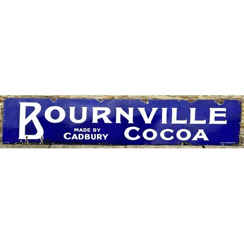 BOURNVILLE COCOA ENAMEL SIGN. 77 x 15ins. Bright blue background, large ...