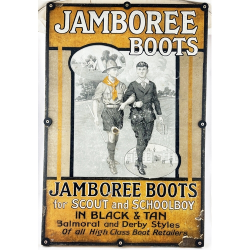 JAMBOREE BOOTS ENAMEL SIGN. 20 x 30ins. Centre image featuring ...