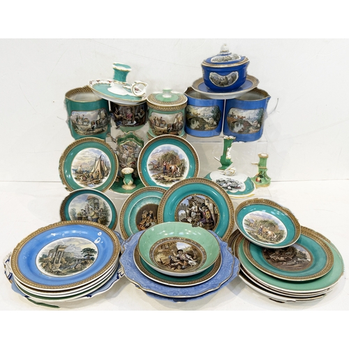 PRATT WARE GROUP. Green & blue with different designs. A variety of ...