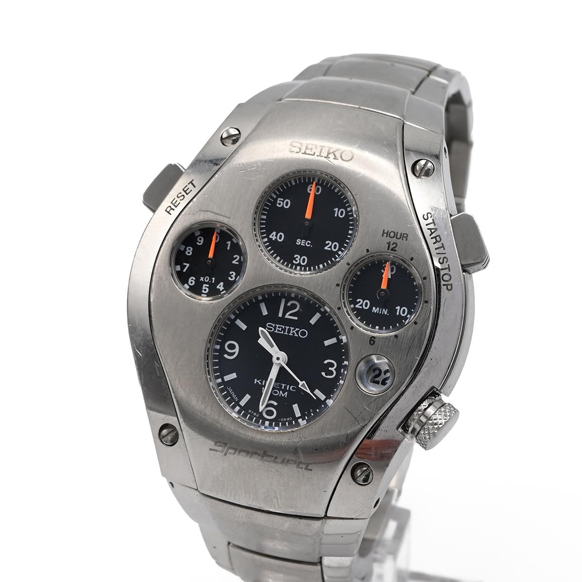 Seiko Sportura Kinetic 100m Chronograph wristwatch Cal. 9T82. Stainless ...