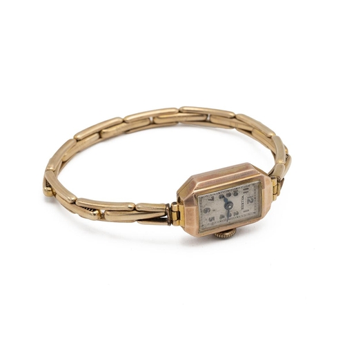 9ct gold lady's Walker watch with a spring-loaded strap, along with a ...