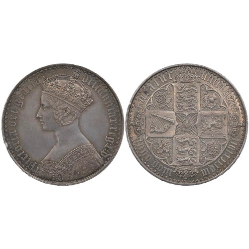 1847 Victoria silver 'Gothic' Crown, Unidecimo edge (S 3883, ESC 2571 ...