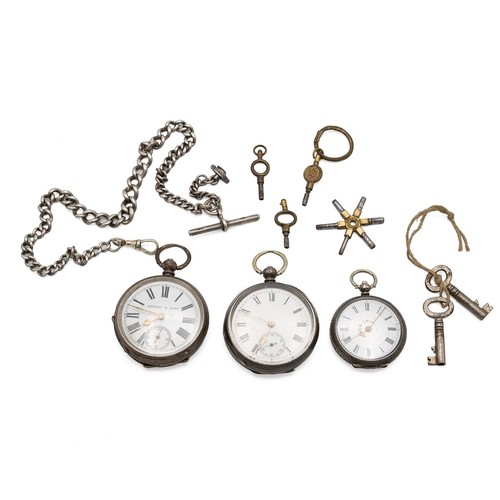 Silver pocket watches and chain. Kendal & Dent, 48mm case, 800 silver ...