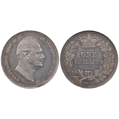 1831 William IV plain edge proof silver Shilling (S 3835), rim raised ...