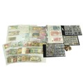 Coin and notes collection - an album of banknotes, plus three coin ...