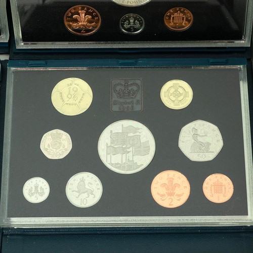 A collection of proof boxed coin sets to include 1993, 1994, 1996, 1997 ...